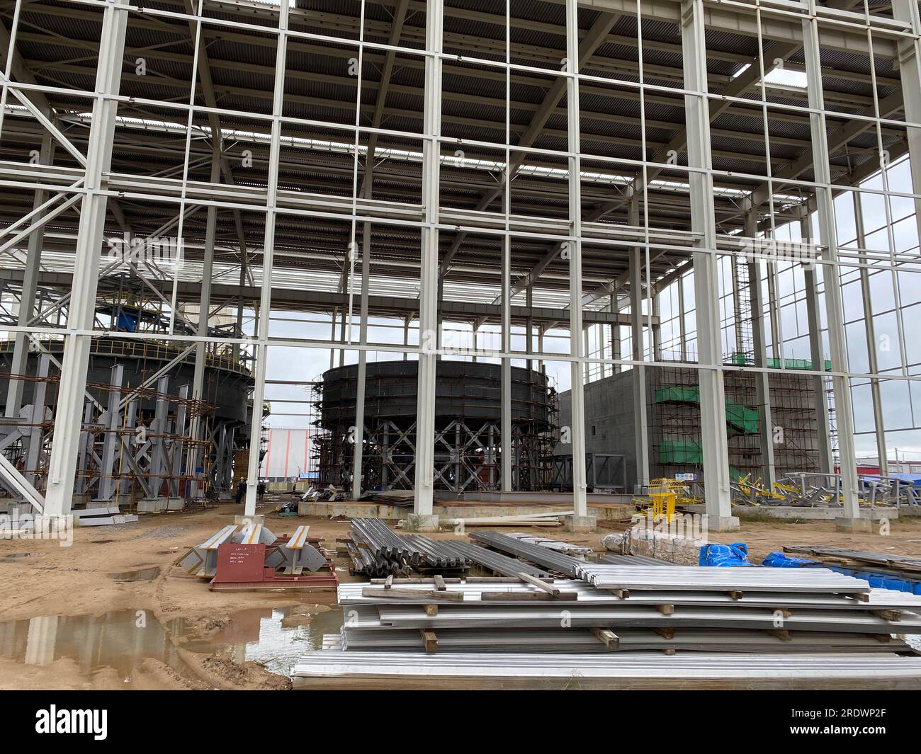 Construction industry concrete plant and equipment - Cement production factory on mining quarry ...