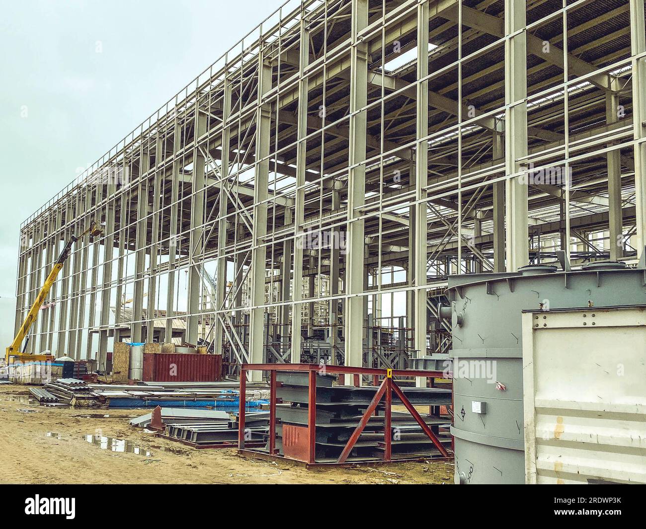 metal structure at the construction site. mine construction. warehouse ...