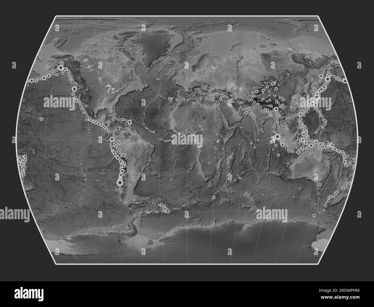 Locations of earthquakes above 6.5 magnitude recorded since the early ...