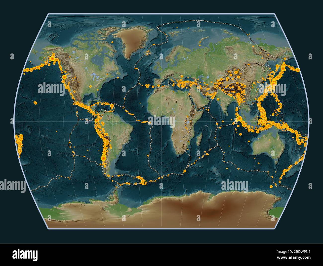Locations of earthquakes above 6.5 magnitude recorded since the early ...