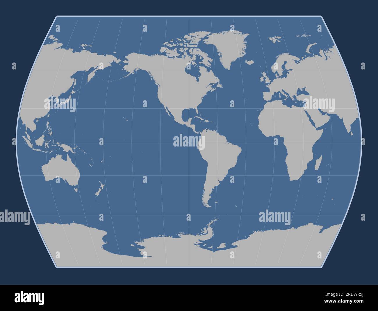 World solid contour map in the Times projection centered on the 90th ...