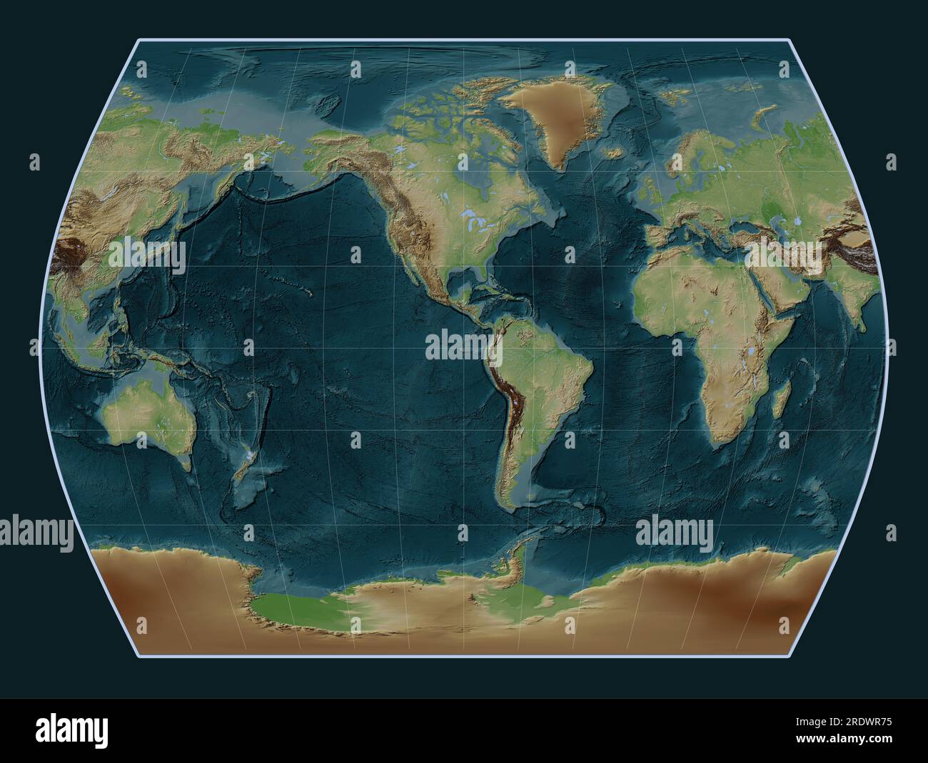 World wikipedia style elevation map in the Times projection centered on ...