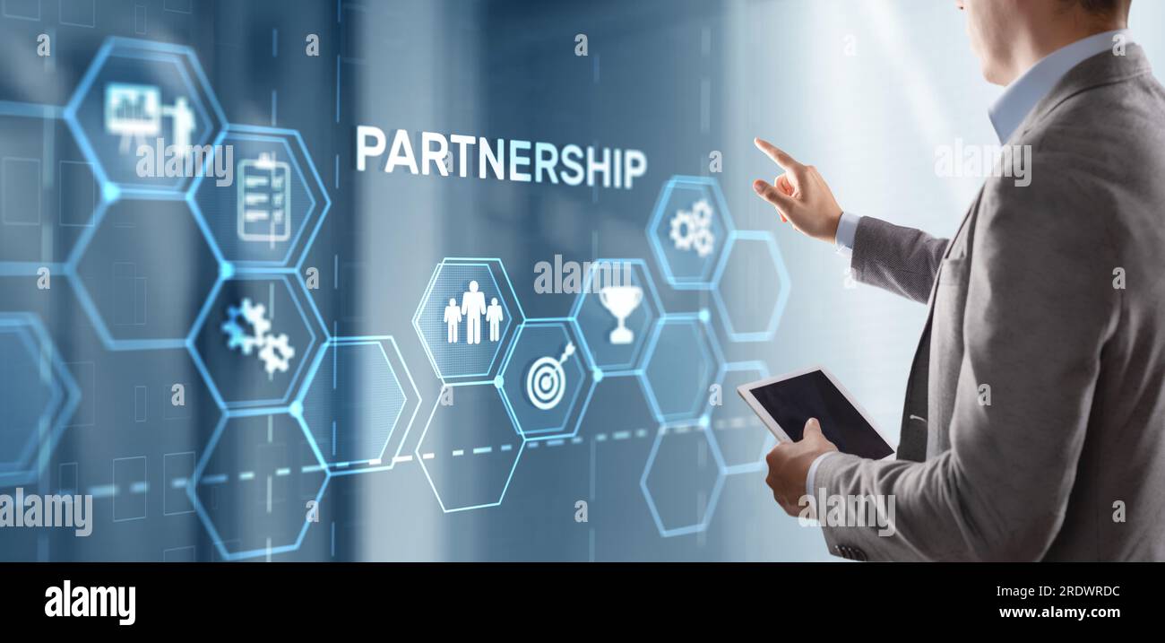 Partnership of companies. Collaboration. Business Technology Internet ...