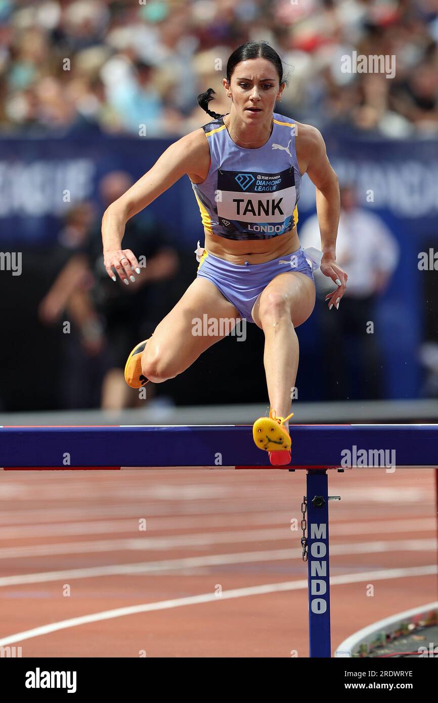 Poppy TANK jumping the barriers in the 3000m Steeplechase in the Wanda ...