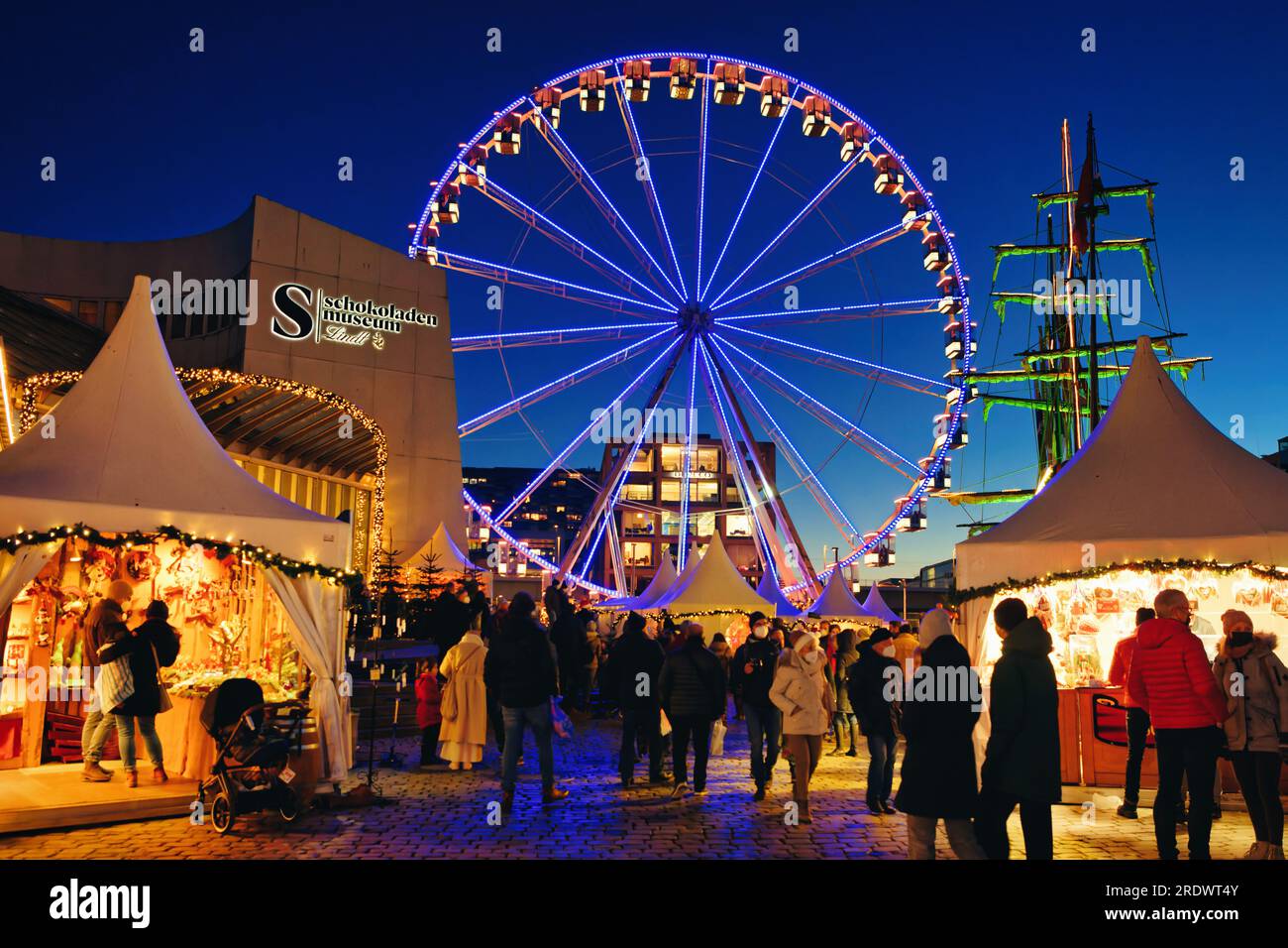 Cologne, Germany December 21 2021: harbor christmas market at the ...
