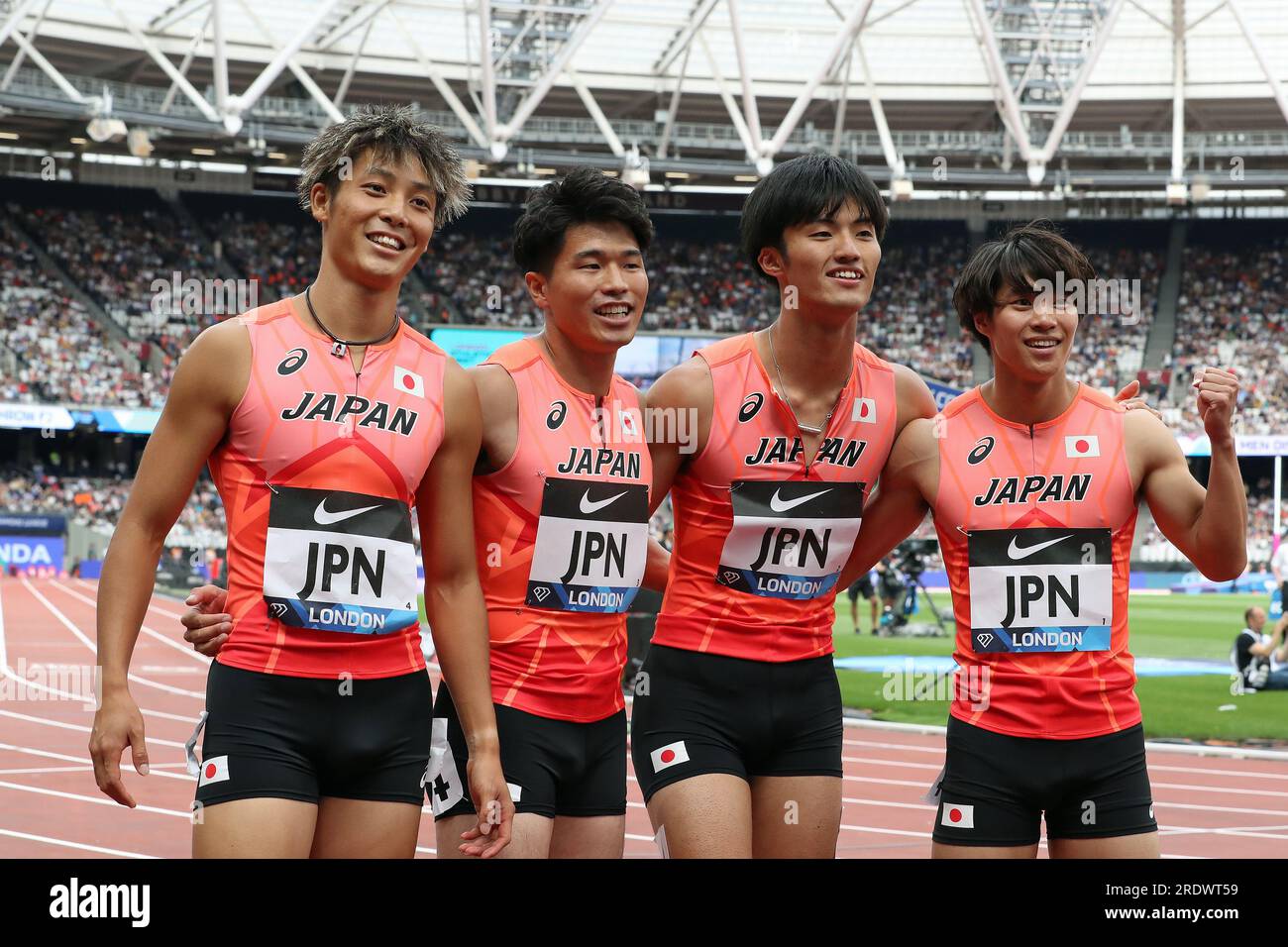 Japanese 4 * 100m Relay Team after the relay in the Wanda Diamond League at the London Stadium ...