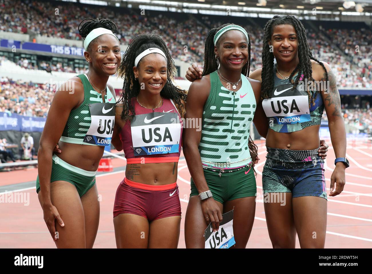 The US Women's 4*100m relay Team in the Wanda Diamond League at the ...
