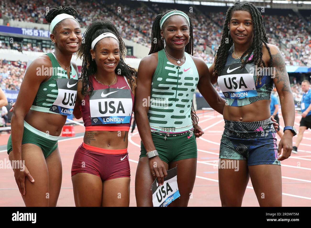 The US Women's 4*100m relay Team in the Wanda Diamond League at the ...