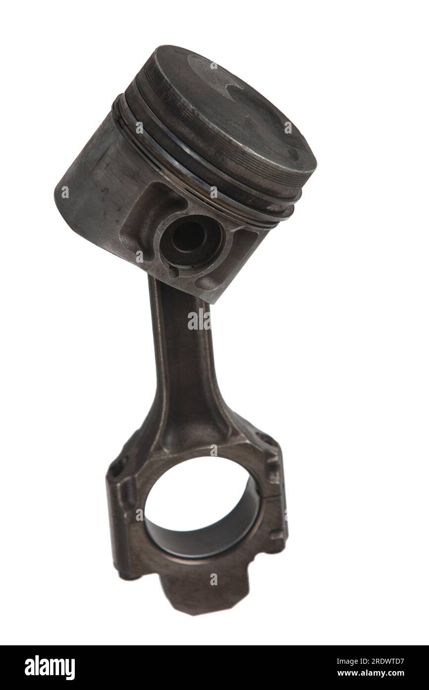 engine piston with connecting rod isolated on white background Stock ...