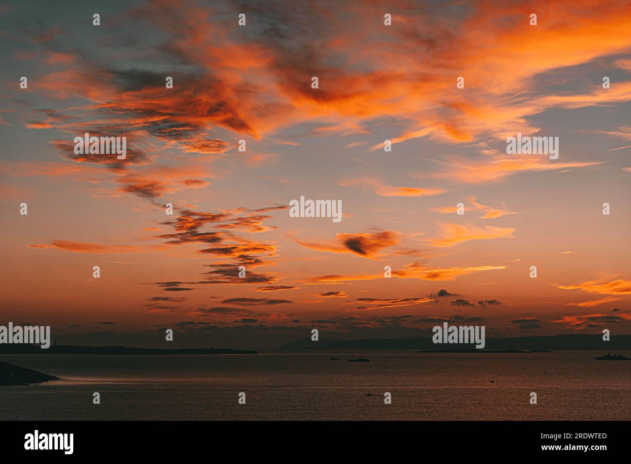 Real amazing panoramic sunrise or sunset sky with gentle colorful ...