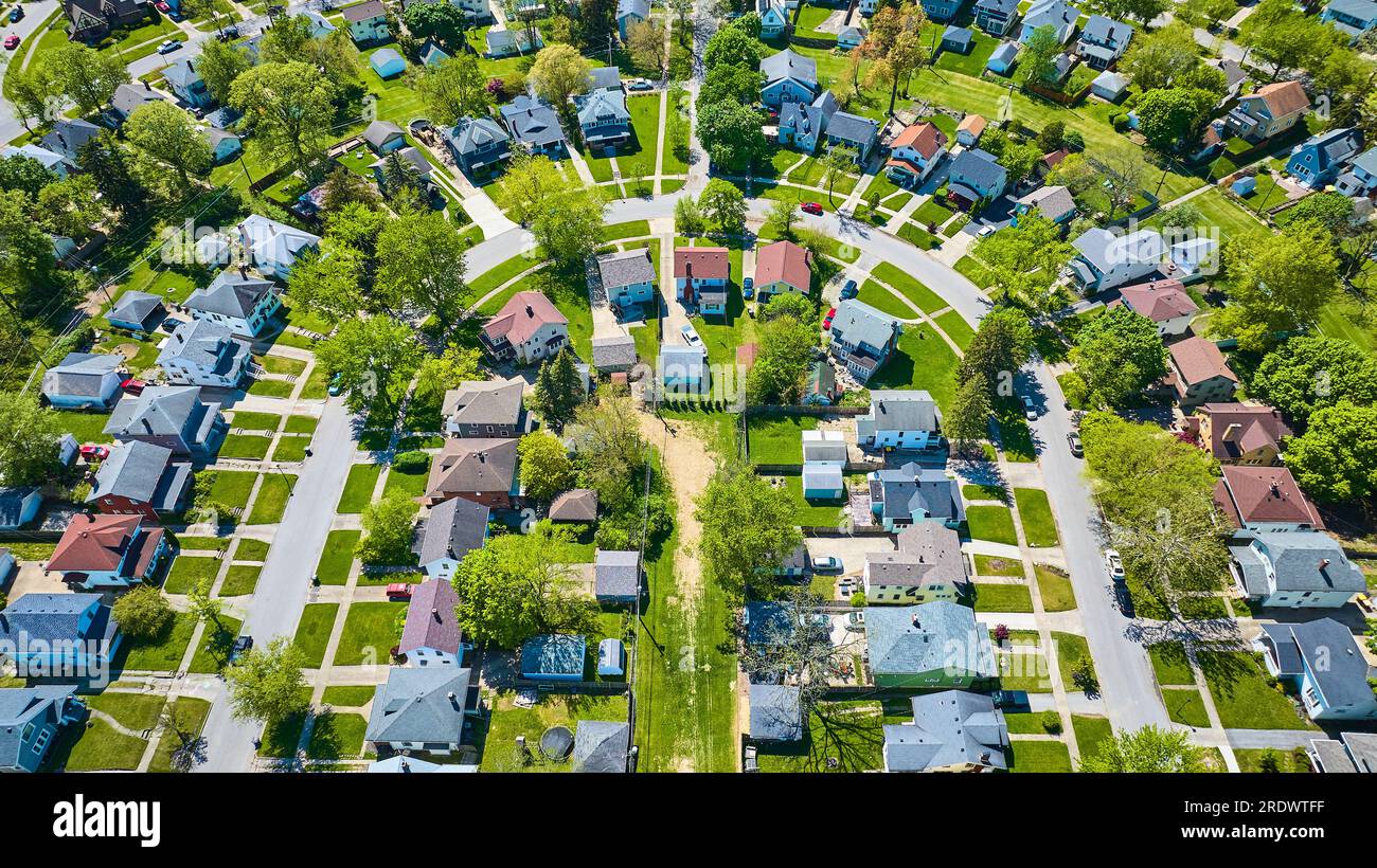 Large neighborhood containing two-story houses HOA village town in ...