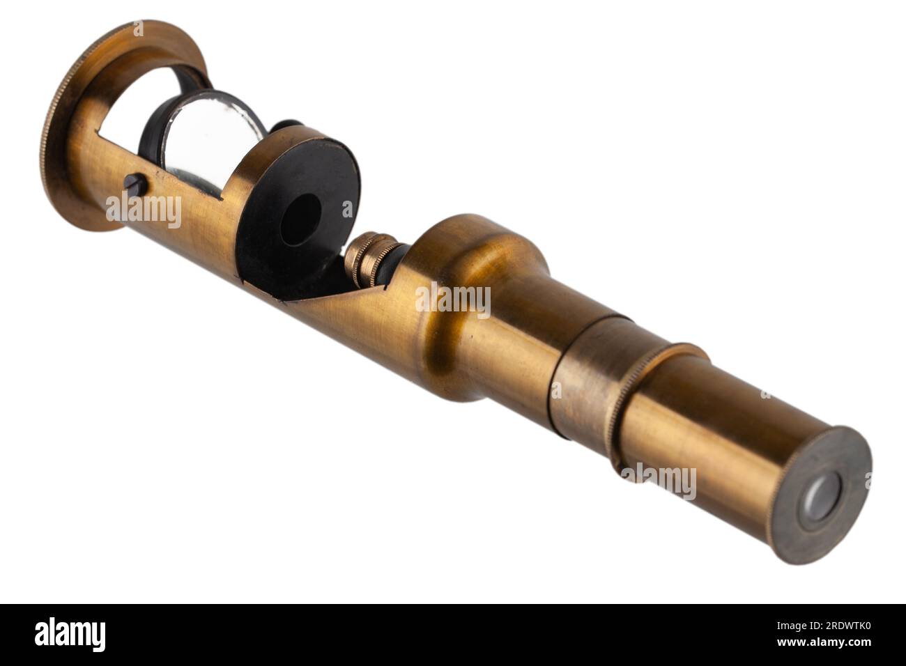 Vintage brass microscope. Small hand microscope from the 20th century ...