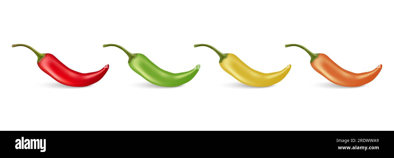 Vector 3d Realistic Red Whole Fresh and Hot Chili Pepper Closeup ...