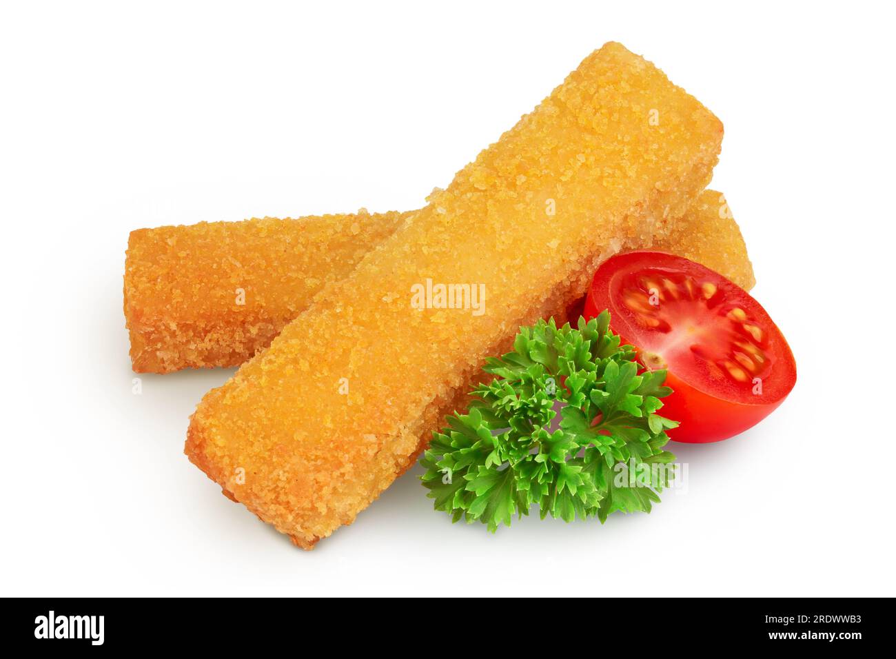 Fish finger or stick with parsley isolated on white background with ...