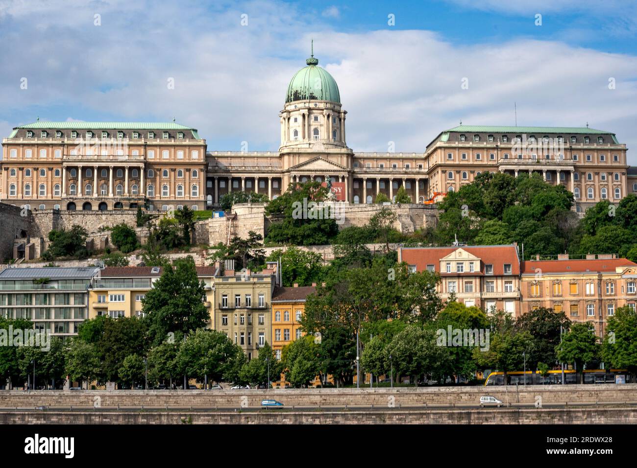 Budapest, HU – June 11, 2023 Horizontal view of Buda Castle. Sitting ...
