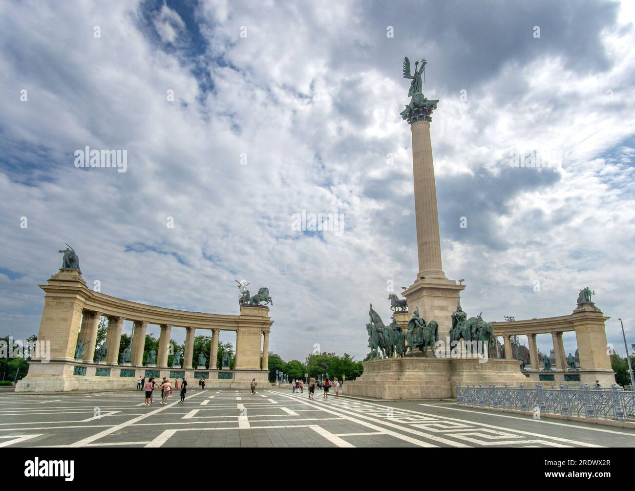 Budapest, HU – June 11, 2023 Landscape view of Heroes' Square, is one ...