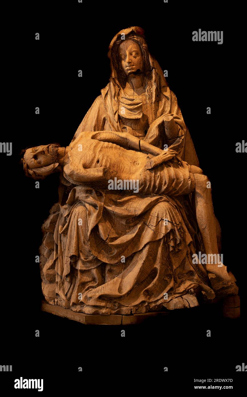 Pieta, a wooden sculpture of Virgin Mary with her son, Sweden, July 19 ...