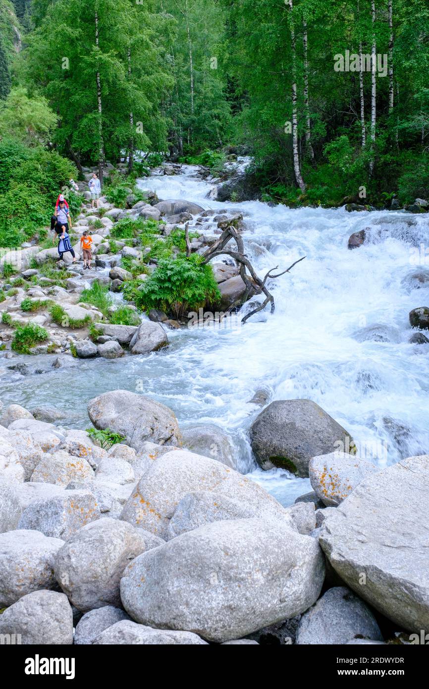 Kazakhstan, Almasai Gorge. People on the Trail Stock Photo - Alamy