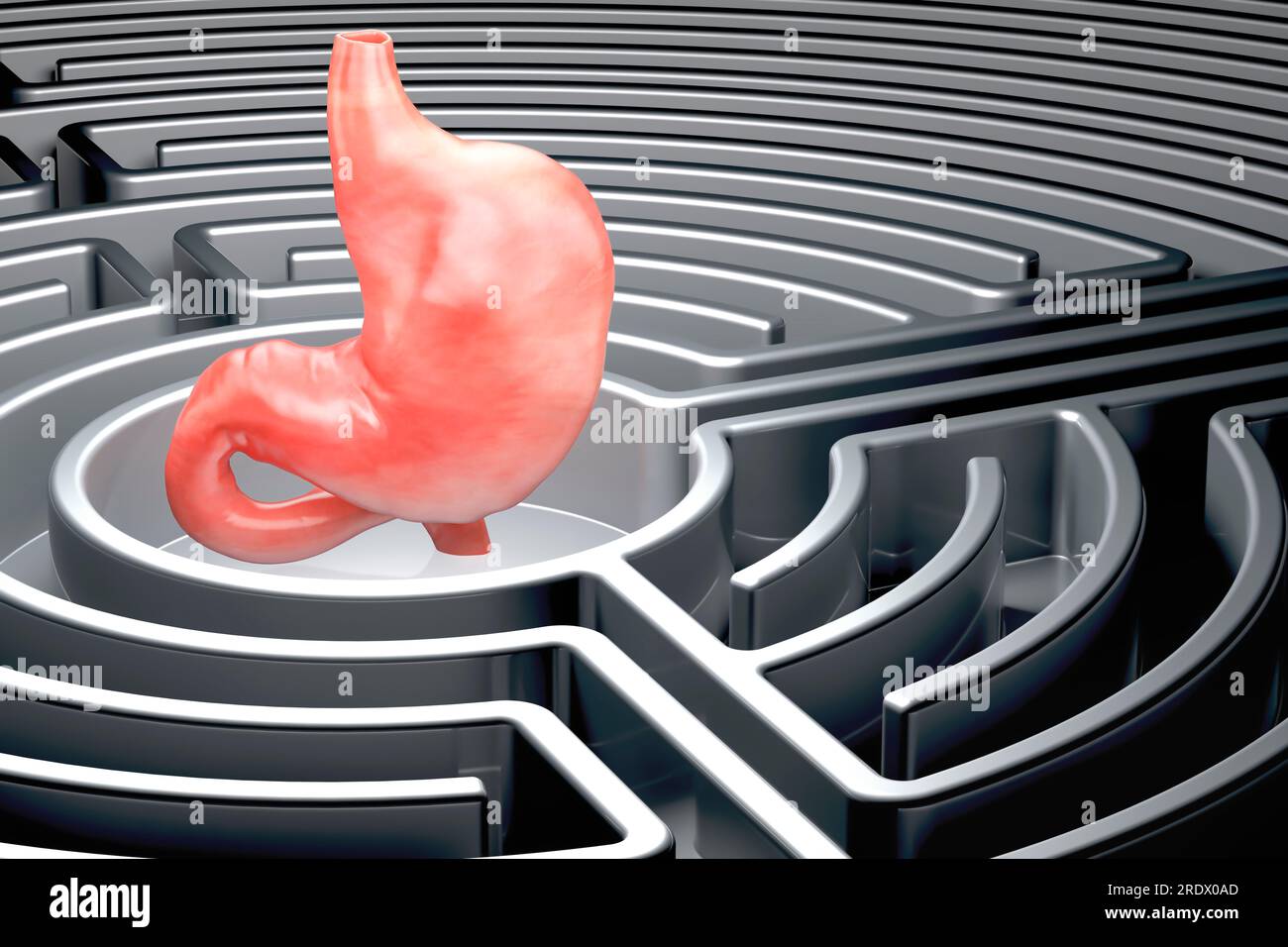 Human stomach inside dark labyrinth maze. 3D rendering Stock Photo - Alamy