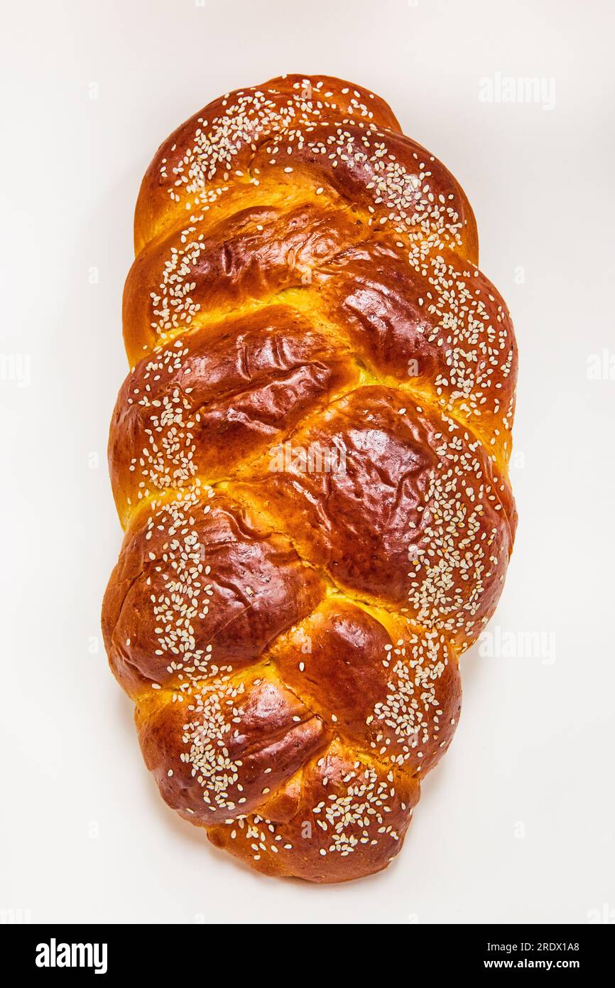 White background with fresh loaf of Greek bread Stock Photo - Alamy