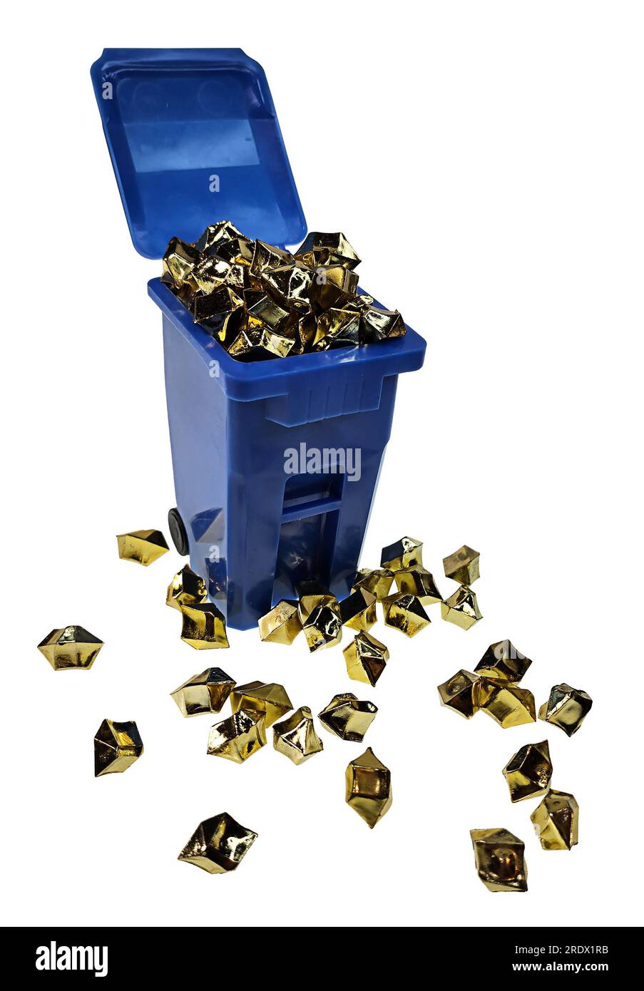 Gold in recycle bin showing one mans recycle is another mans treasure ...