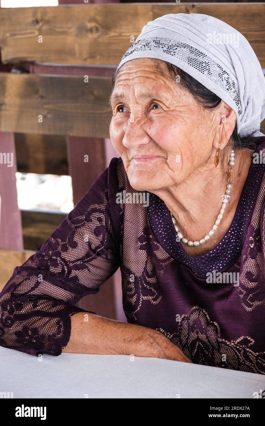 Kazakhstan,Charyn Canyon. Elderly Kazakh Woman Stock Photo - Alamy
