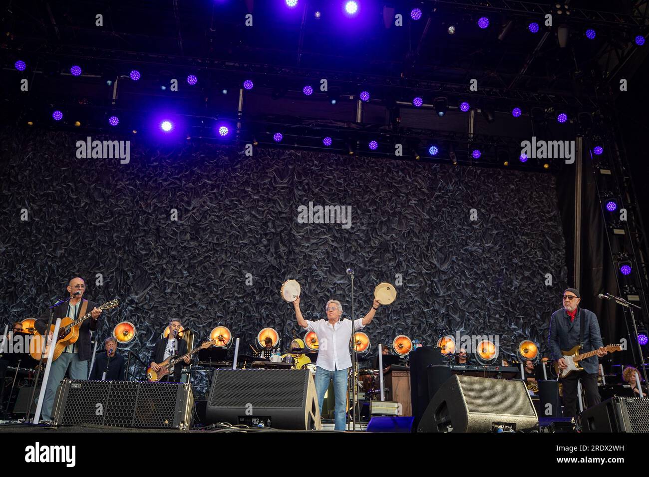 Hove, UK. Sunday 23 July 2023. (L-R) Simon Townshend, John Button, Zak ...
