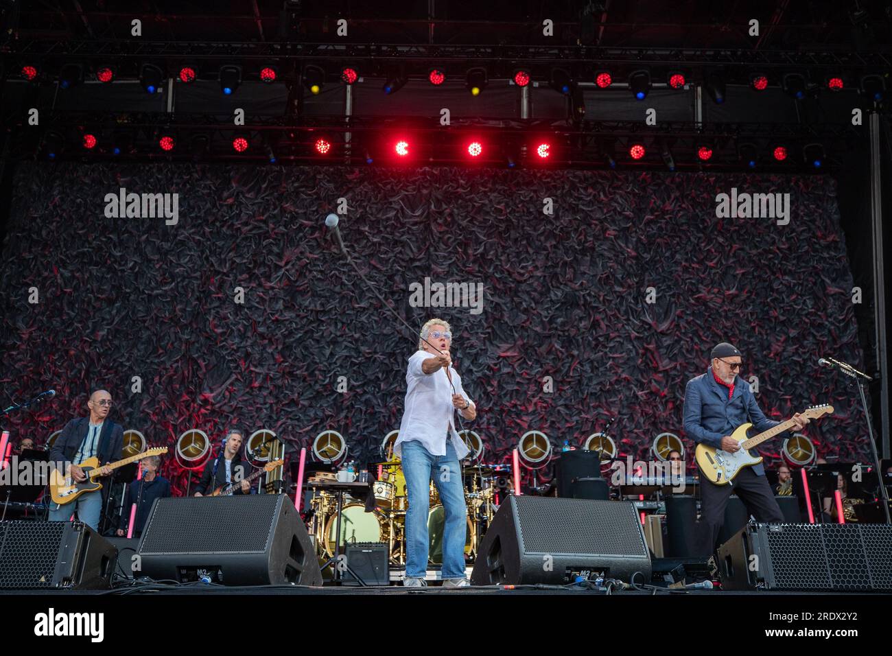 Hove, UK. Sunday 23 July 2023. (L-R) Simon Townshend, John Button, Zak ...