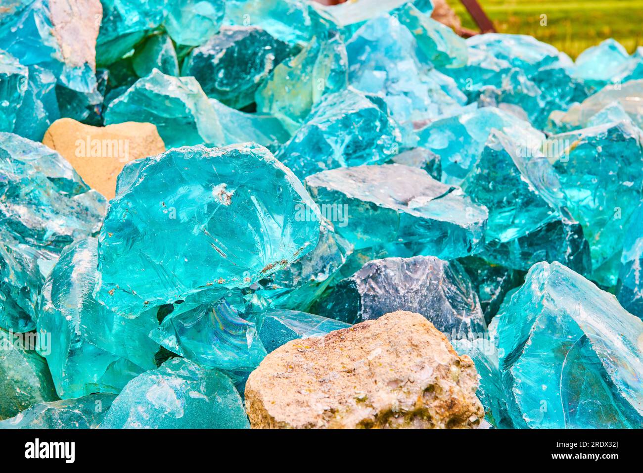 Opaque Glass Crystal Shards Of Varying Blues In A Magical Pile Of Shards Background Asset Stock