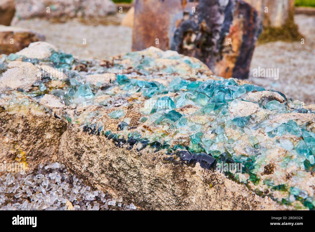 Dark blue glass embedded in concrete hi-res stock photography and ...
