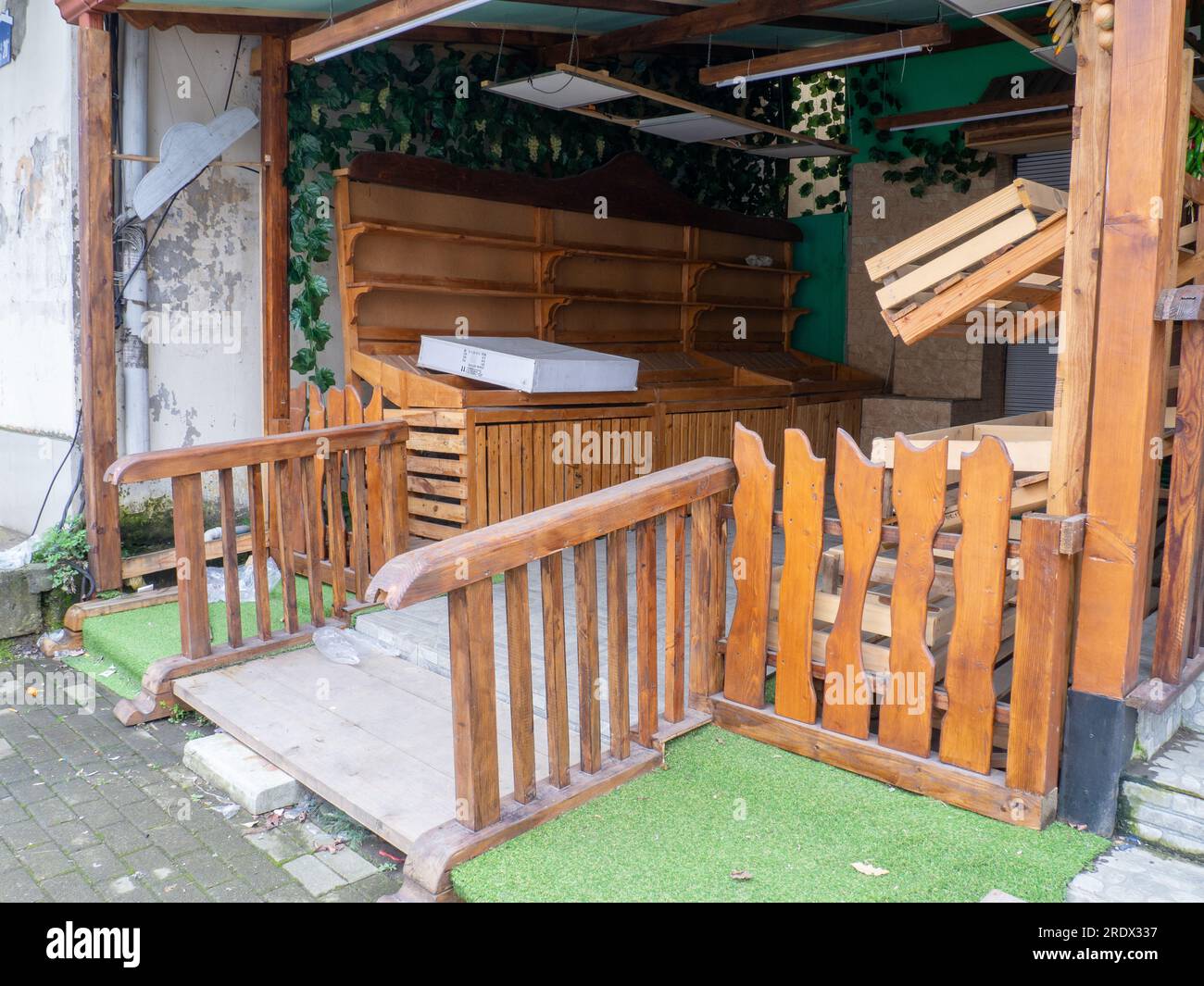 Empty shop. Broken small business. End of the working day. The ...