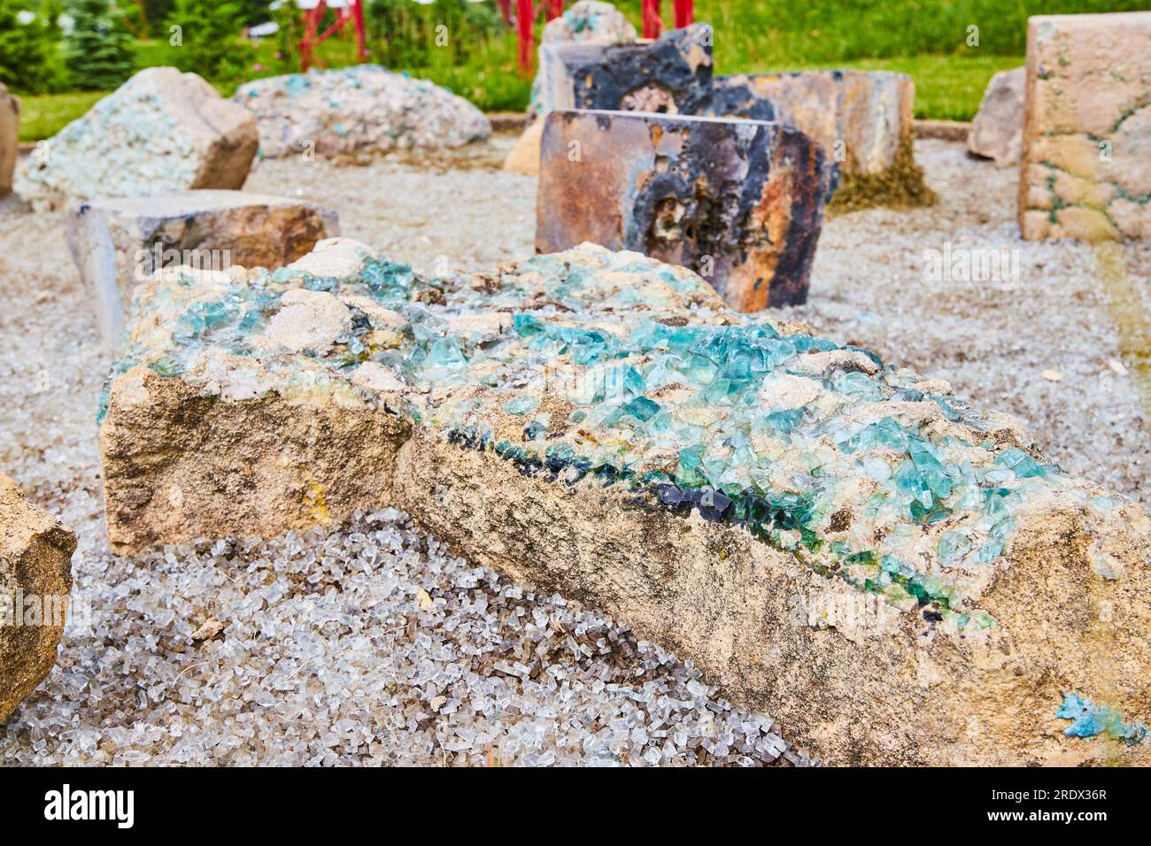 Glass infused into concrete wall from glass factory explosion with ...