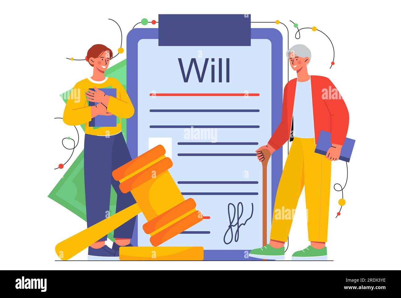 Old man with his will concept Stock Vector Image & Art - Alamy