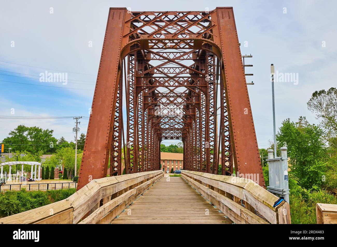 Mount Vernon Ohio wooden walking bridge inside old railroad train ...