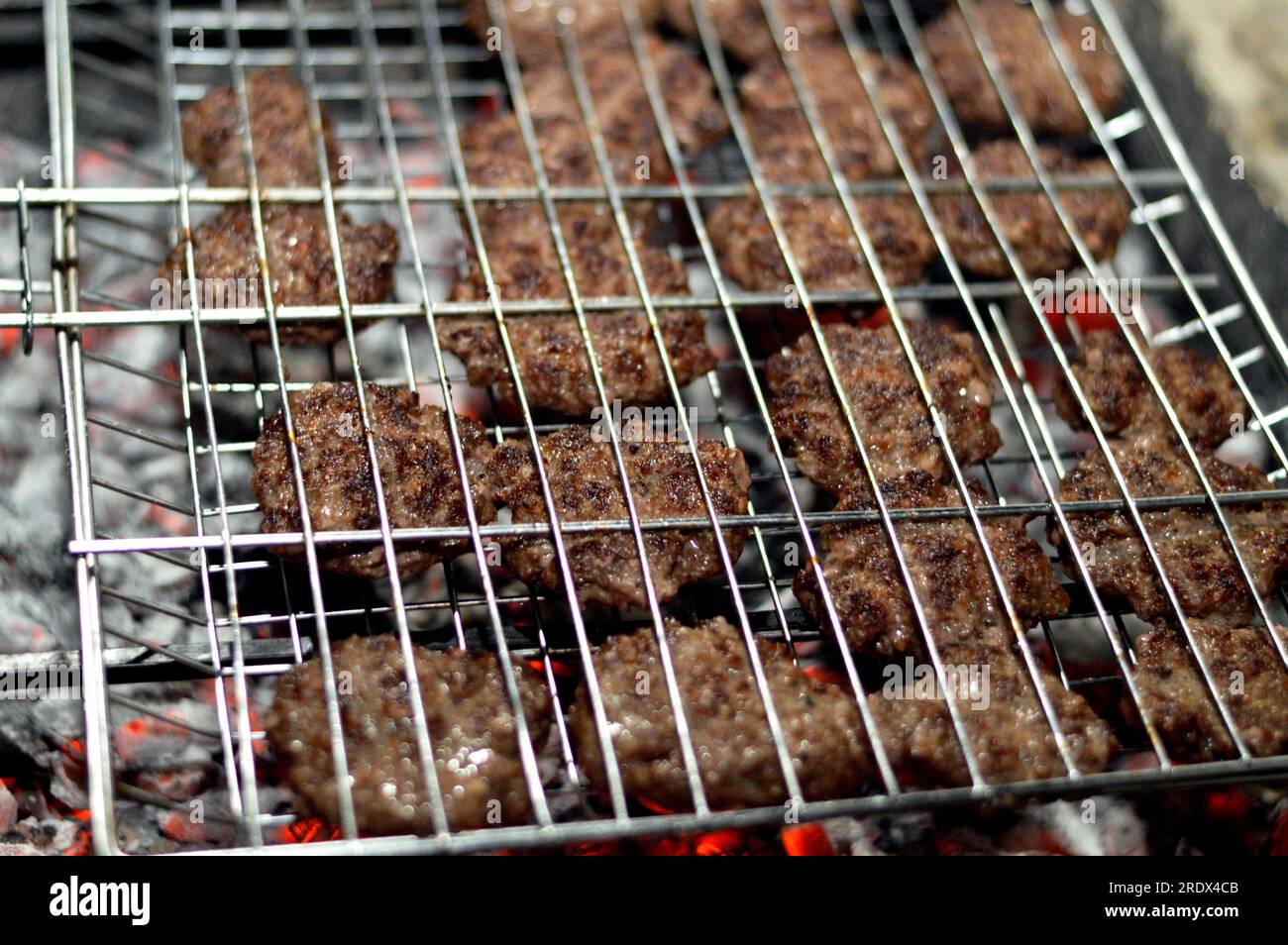 Grilling meatballs beef minced grounded meat kofta kufta in a ...