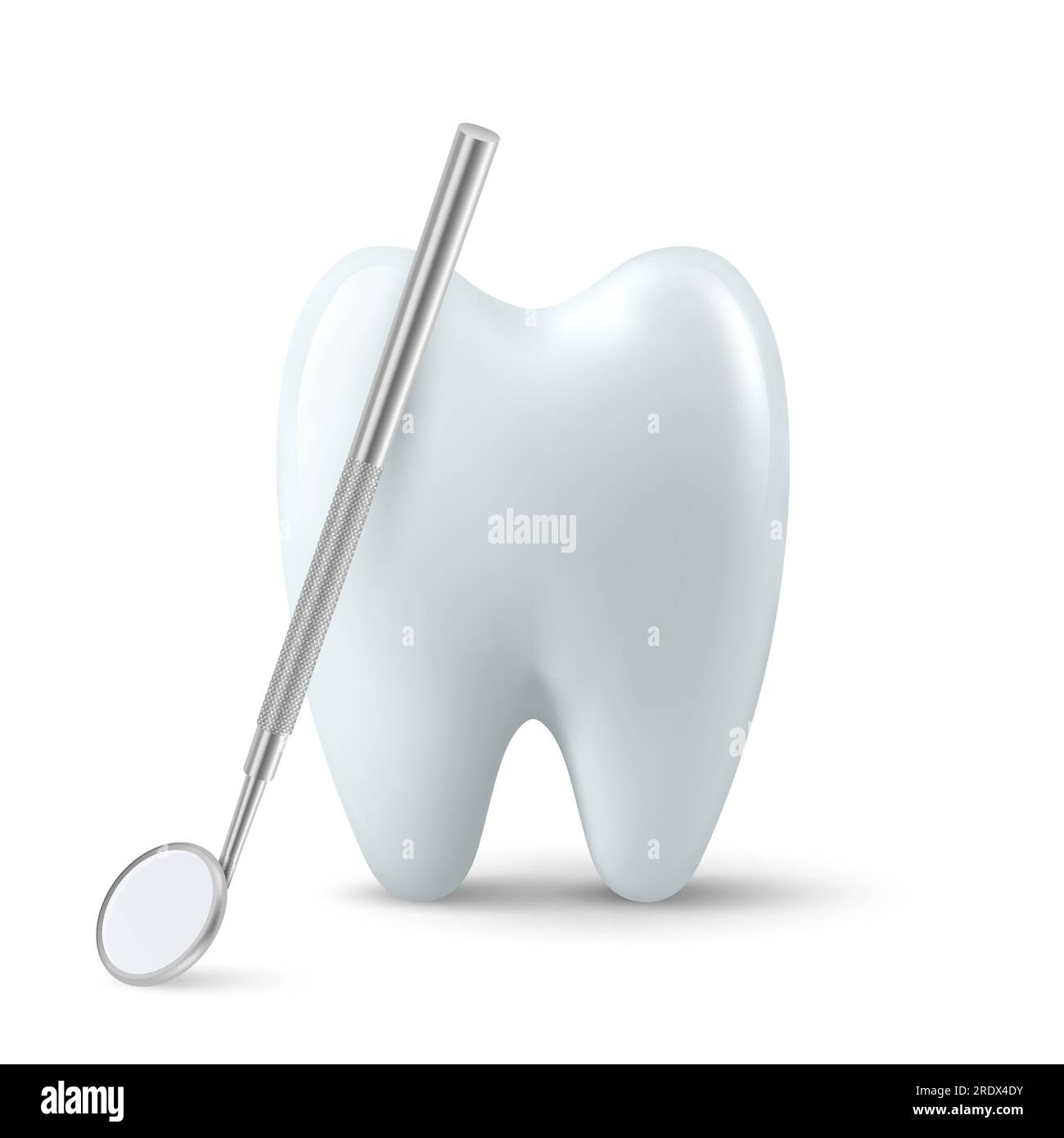 Vector 3d Realistic Dental Inspection Mirror for Teeth with Tooth Icon ...
