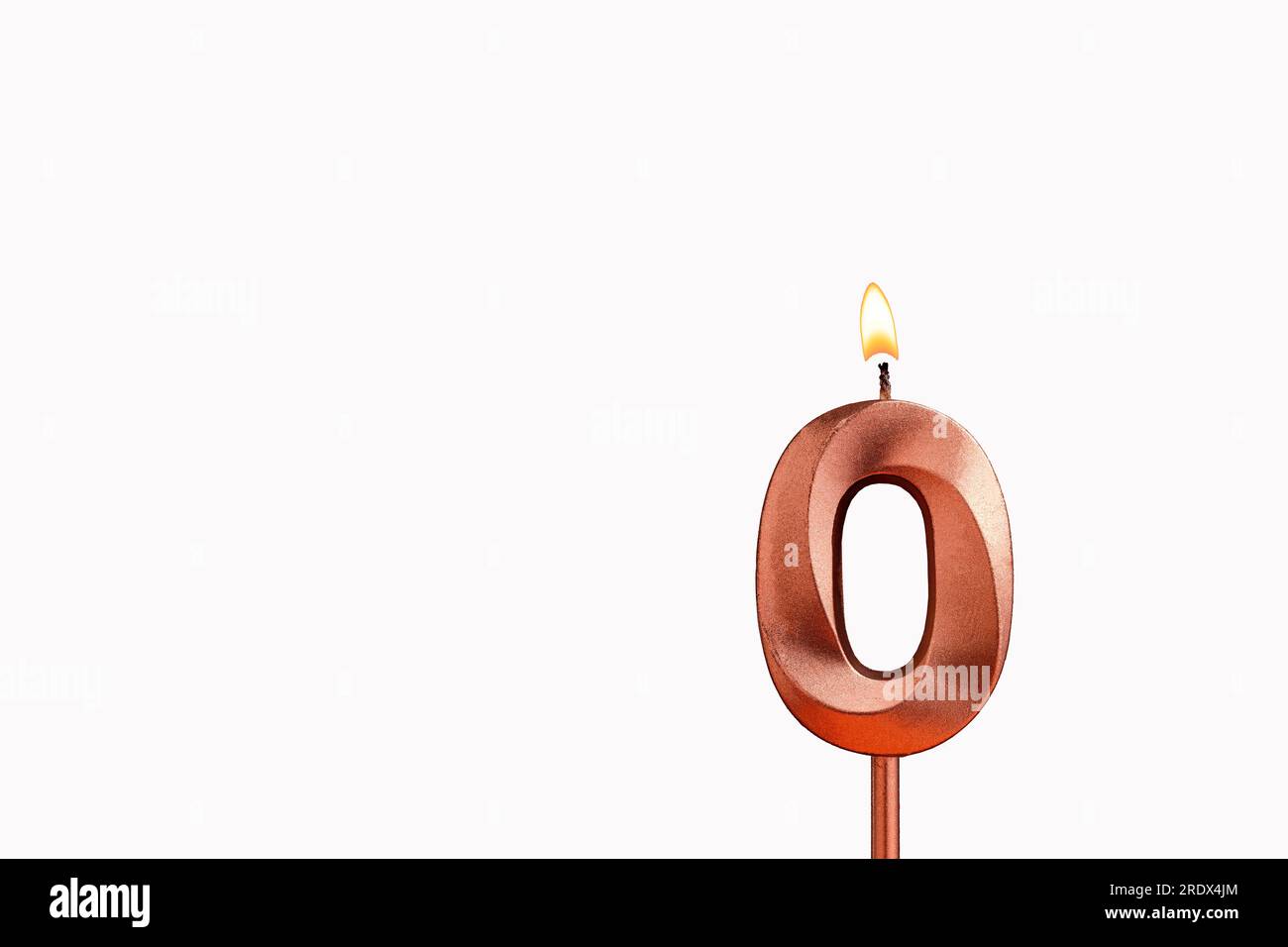 Burning candle number 0 for birthday on white background Stock Photo ...