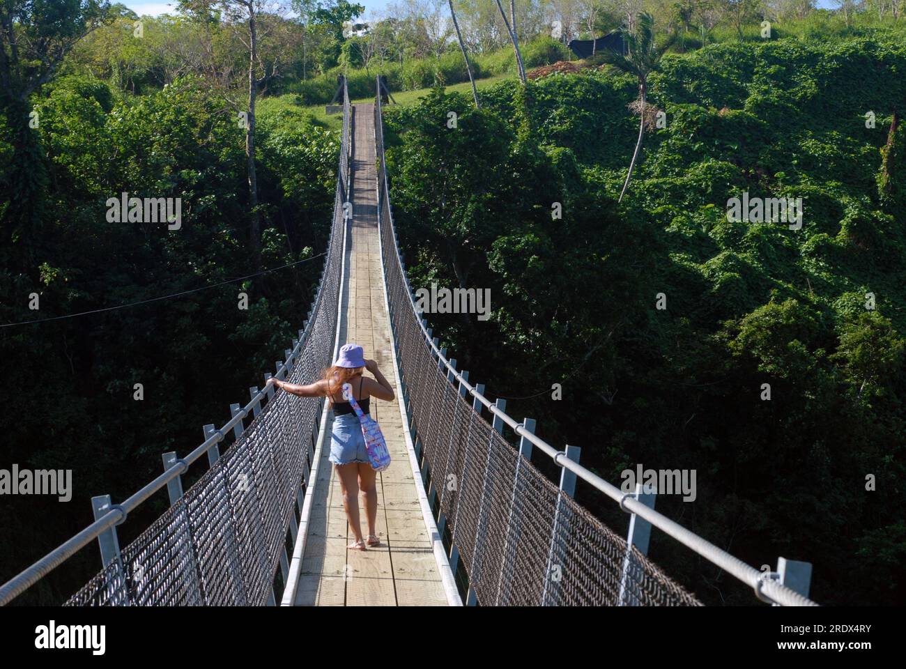 Tourist on Vanuatu Sky Bridge, Devil's Point Rd, Port Vila, Vanuatu ...