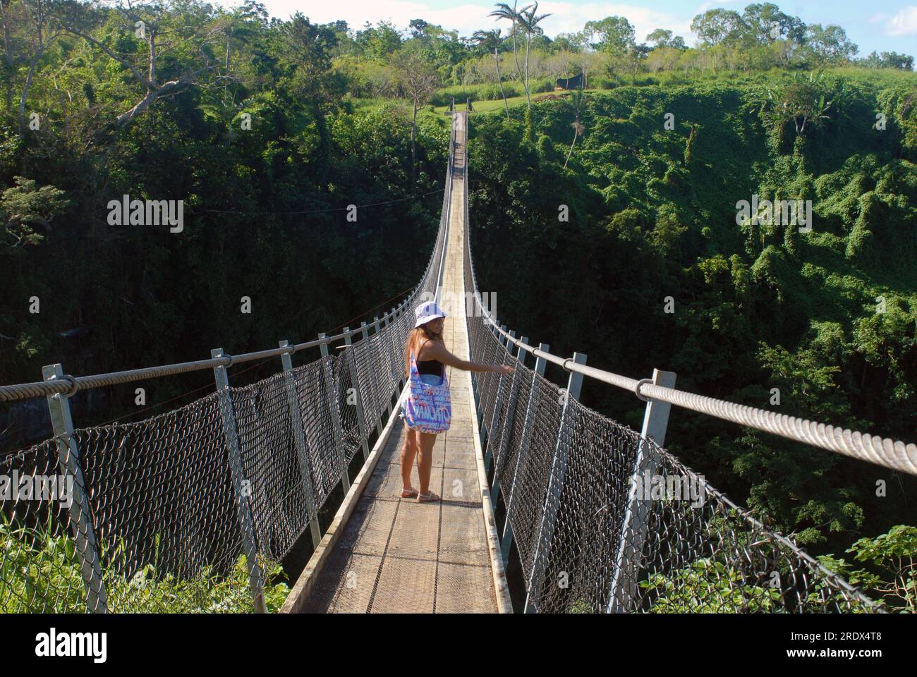 Tourist on Vanuatu Sky Bridge, Devil's Point Rd, Port Vila, Vanuatu ...