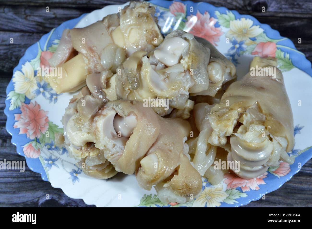 Arabic Egyptian cuisine of kawareh trotters with its traditional soup ...