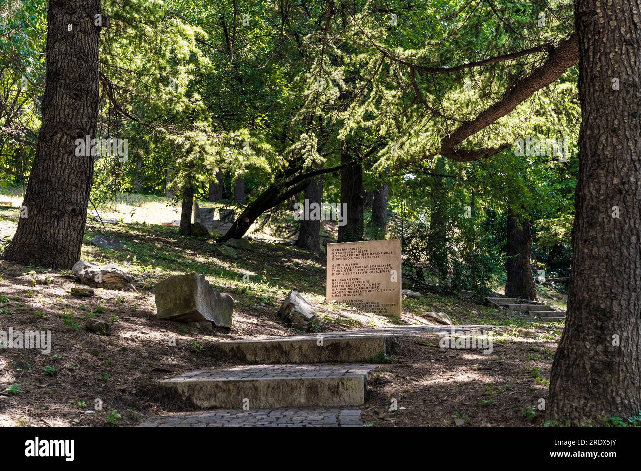 Park of Remembrance on the hill of San Giusto, with memorial stones ...