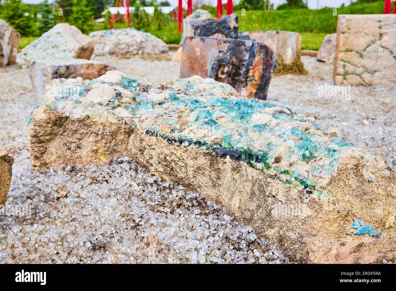 Dark blue glass embedded in concrete hi-res stock photography and ...
