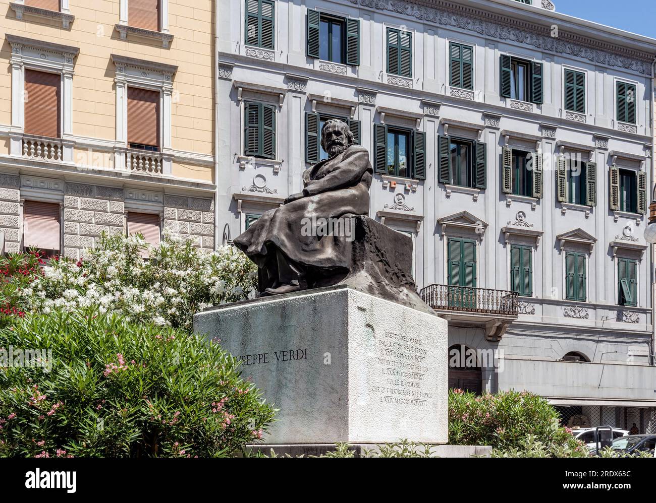 Bronze statue of Italian opera composer Giuseppe Verdi, erected in 1906 ...