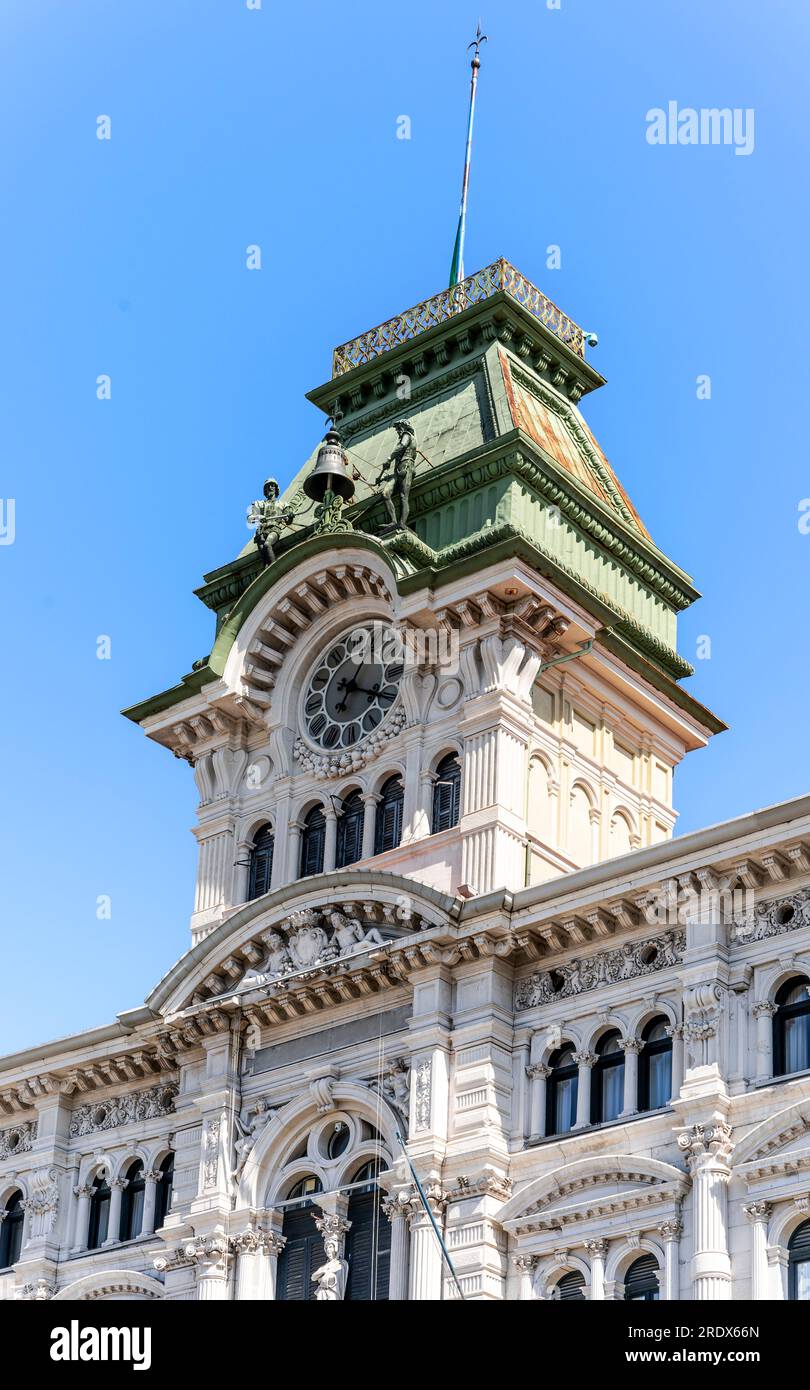 The facade of Trieste City Hall, built in 19th century in eclectic ...