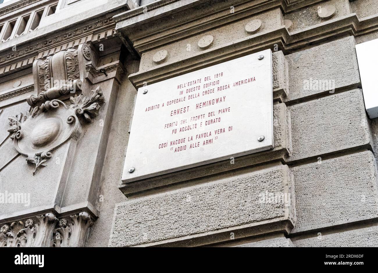 Commemorative plaque pointing the house where American writer Ernest ...
