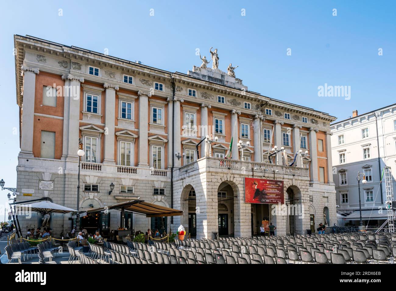 Façade of Verdi Theatre, built in 18th century in Neoclassical style ...
