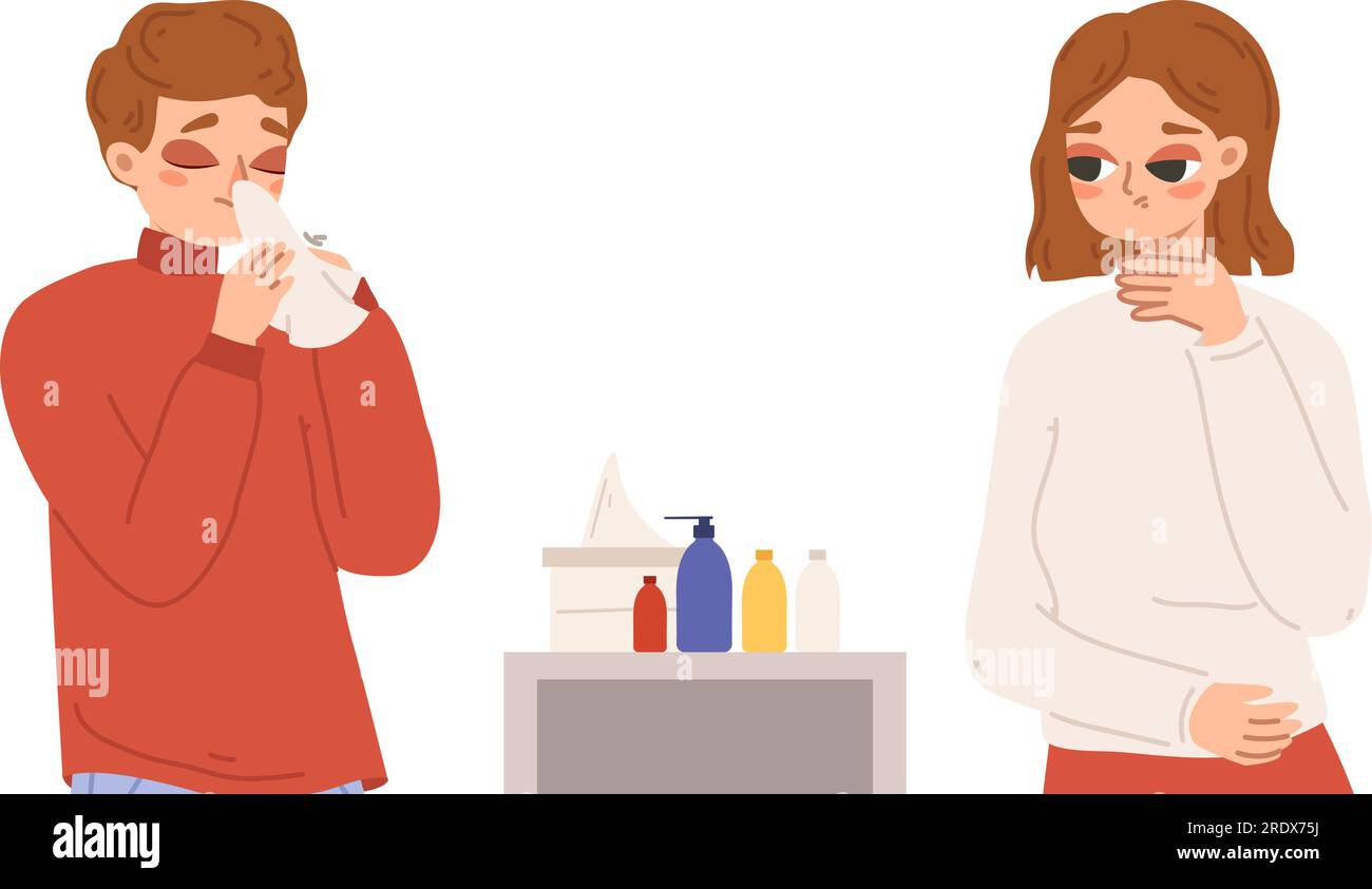 Boy cough cartoon illustration hi-res stock photography and images - Alamy