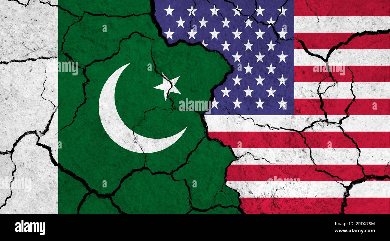 Flags of Pakistan and USA on cracked surface - politics, relationship ...