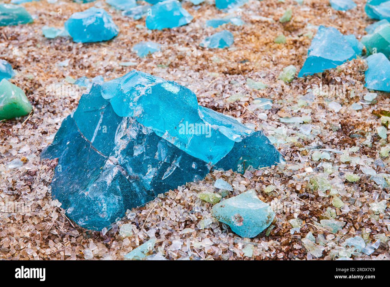 Magical and gorgeous chunks of blue turquoise glass resting on piles of ...