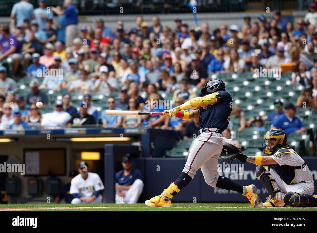 July 23, 2023: Atlanta Braves right fielder Ronald Acuna Jr. (13) leads ...
